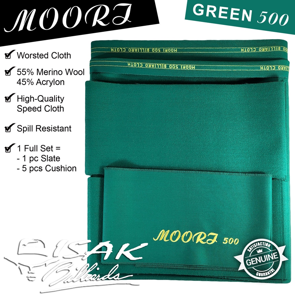 Jual Moori 500 Billiard Cloth Green 9-ft Worsted Kain Laken Meja Biliar ...