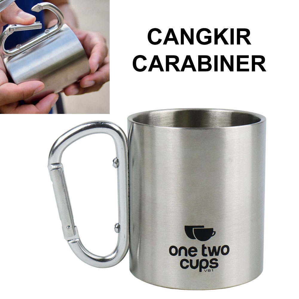 Jual Mug Gelas Cangkir Carabiner Camping Outdoor One Two Cups Stainless Steel Cup 220ml | Shopee ...