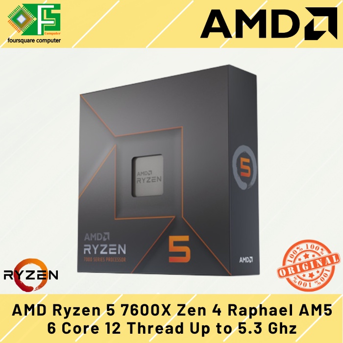 Jual Processor AMD Ryzen 5 7600X | AMD Socket AM5 Up to 5.3Ghz 6C 12 ...