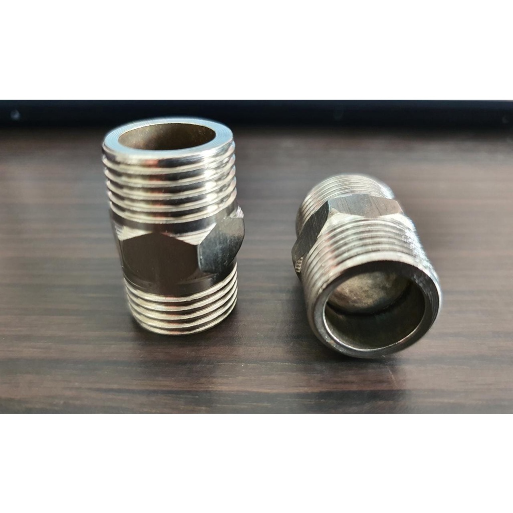 Jual DOUBLE NEPPLE 1/2 x 1/2 STAINLESS DOBEL NEPEL SAMBUNGAN FITTING ...