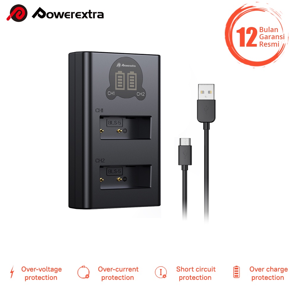 Jual POWEREXTRA Dual Smart Charger Olympus BLS-5 | Shopee Indonesia