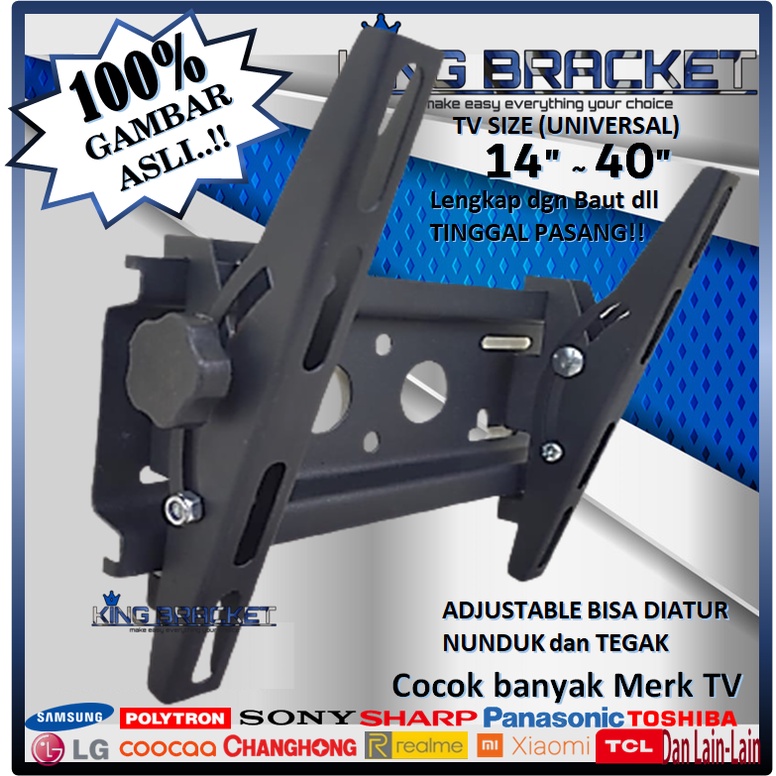 Jual GARANSI COCOK!! Bracket Tv LCD LED 14 s/d 40 inch Universal 40 32 ...