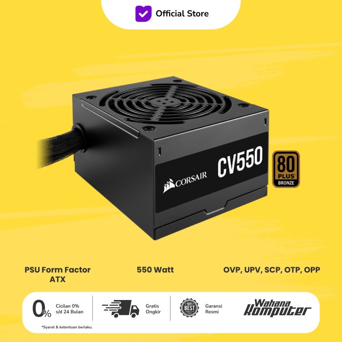 Jual CORSAIR CV550 550W 80 PLUS BRONZE POWER SUPPLY ORIGINAL | Shopee ...