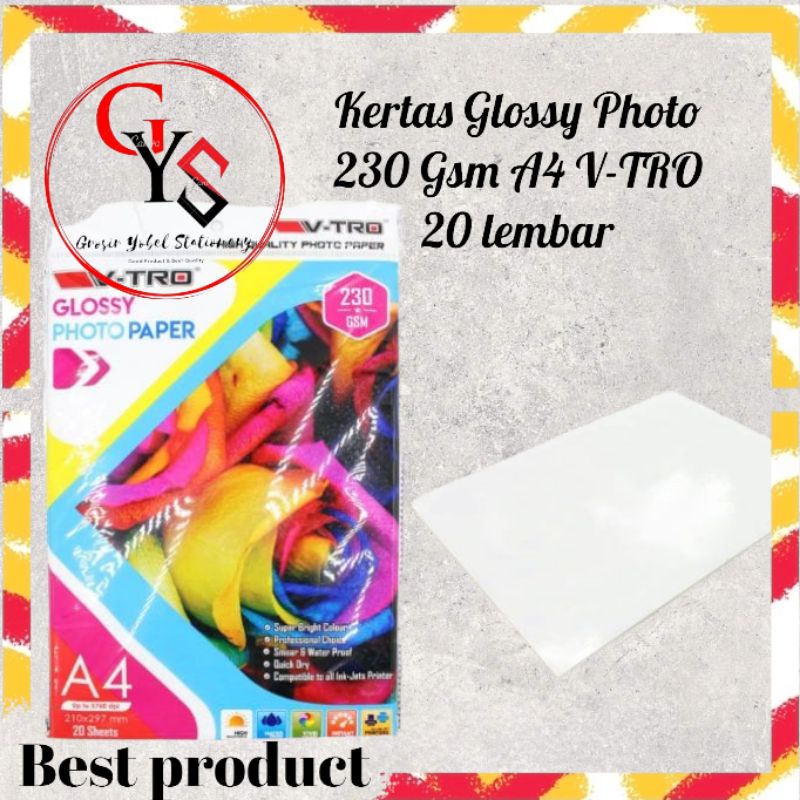 Jual Kertas Foto Glossy A4 230 gsm -V-Tro Glossy Photo Paper Ketebalan ...