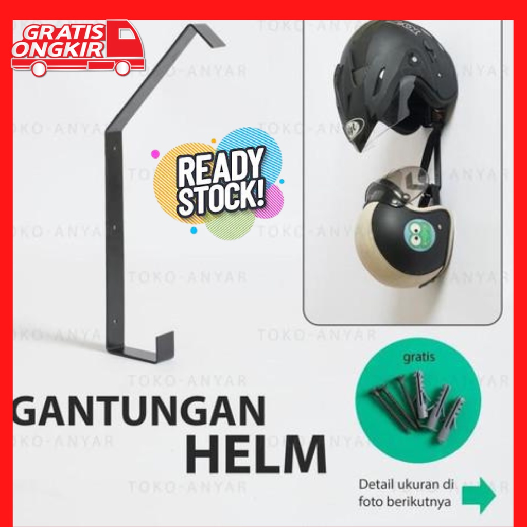 Jual Tempat Helm Rak Besi Motor gantungan helm dinding - Putih-Rak Helm Besi / Gantungan Helm ...