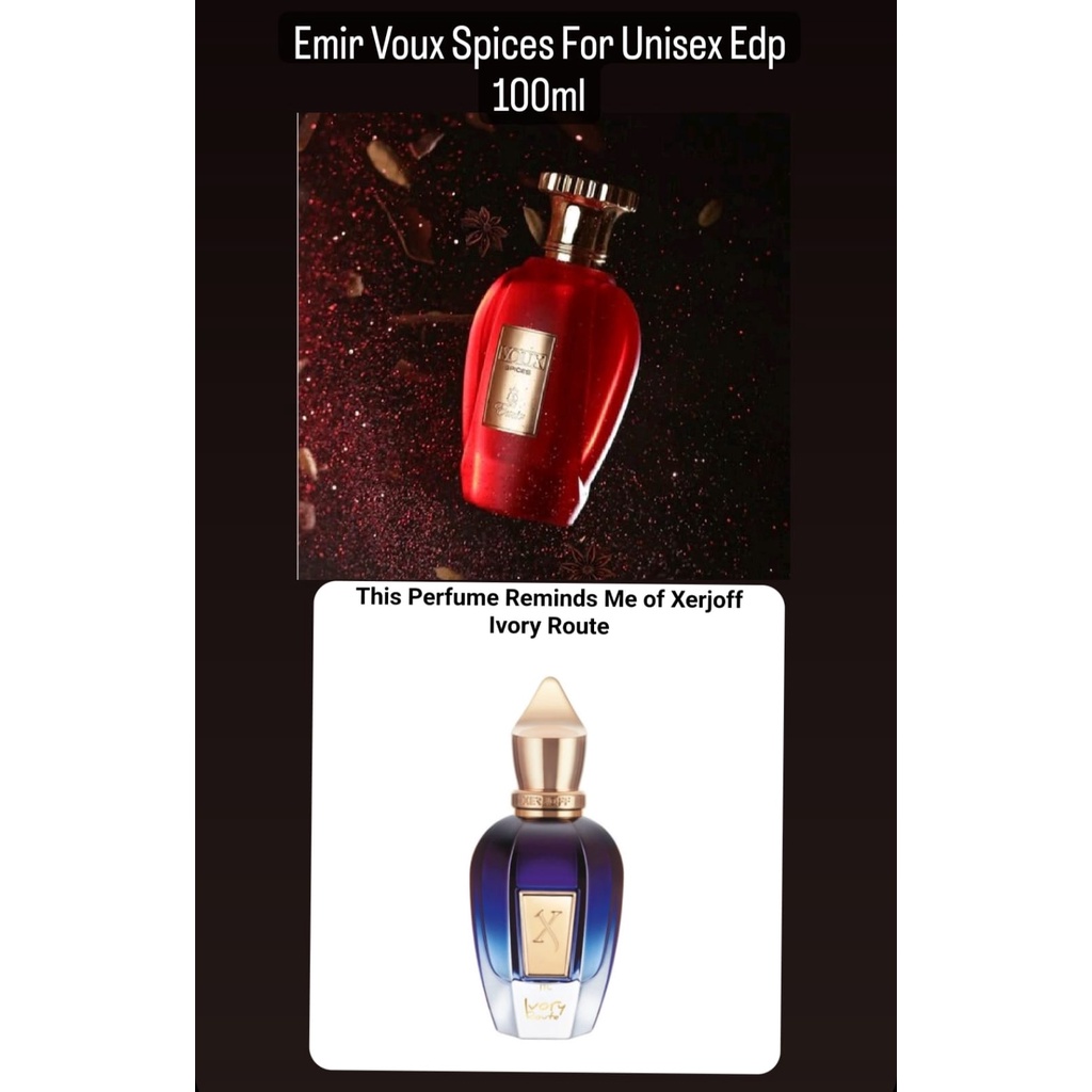 Jual Emir Voux Spices For Unisex EDP 100ml-Dupe Xerjoff Ivory Route | Shopee Indonesia