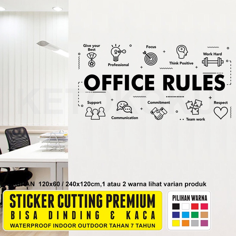 Jual Sticker Dinding Kantor Office Rules Motivasi Ruang Kerja Cutting ...