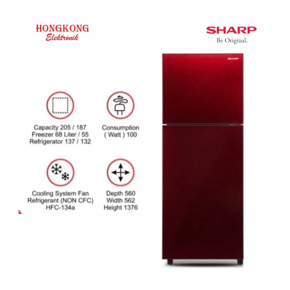 Jual Kulkas 2 Pintu Sharp SJ-246XG - MS/MR Tempered Glass Door - | Shopee Indonesia