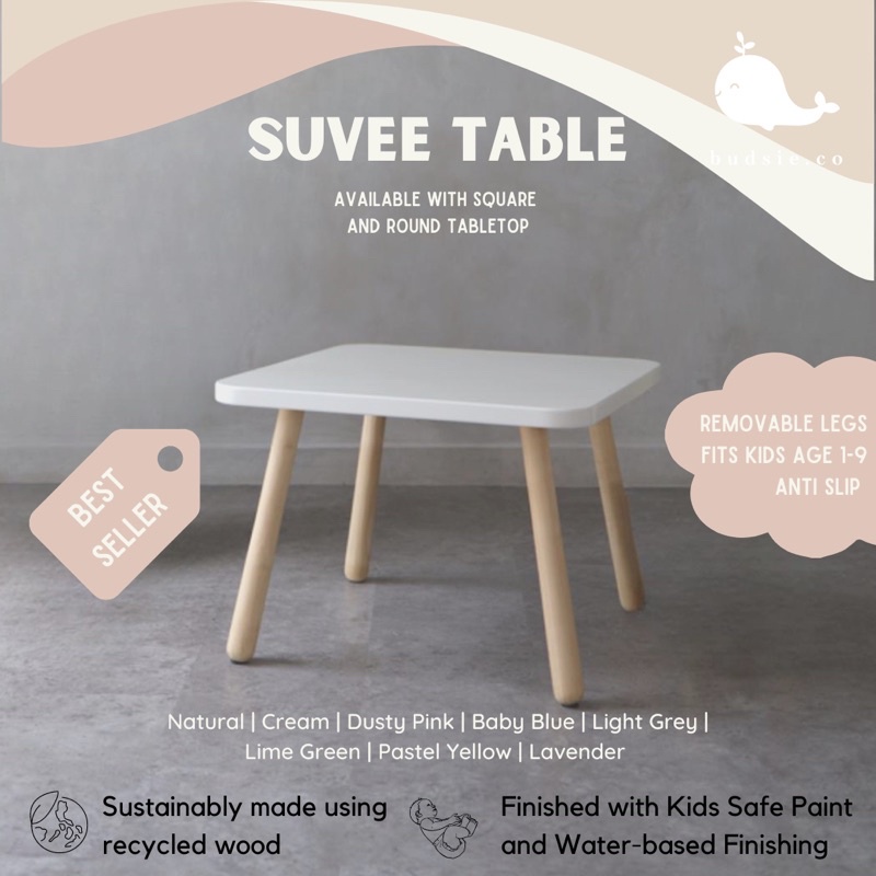 Jual Suvee Meja Anak Besar dari Kayu Persegi atau Bulat / Kids Large ...