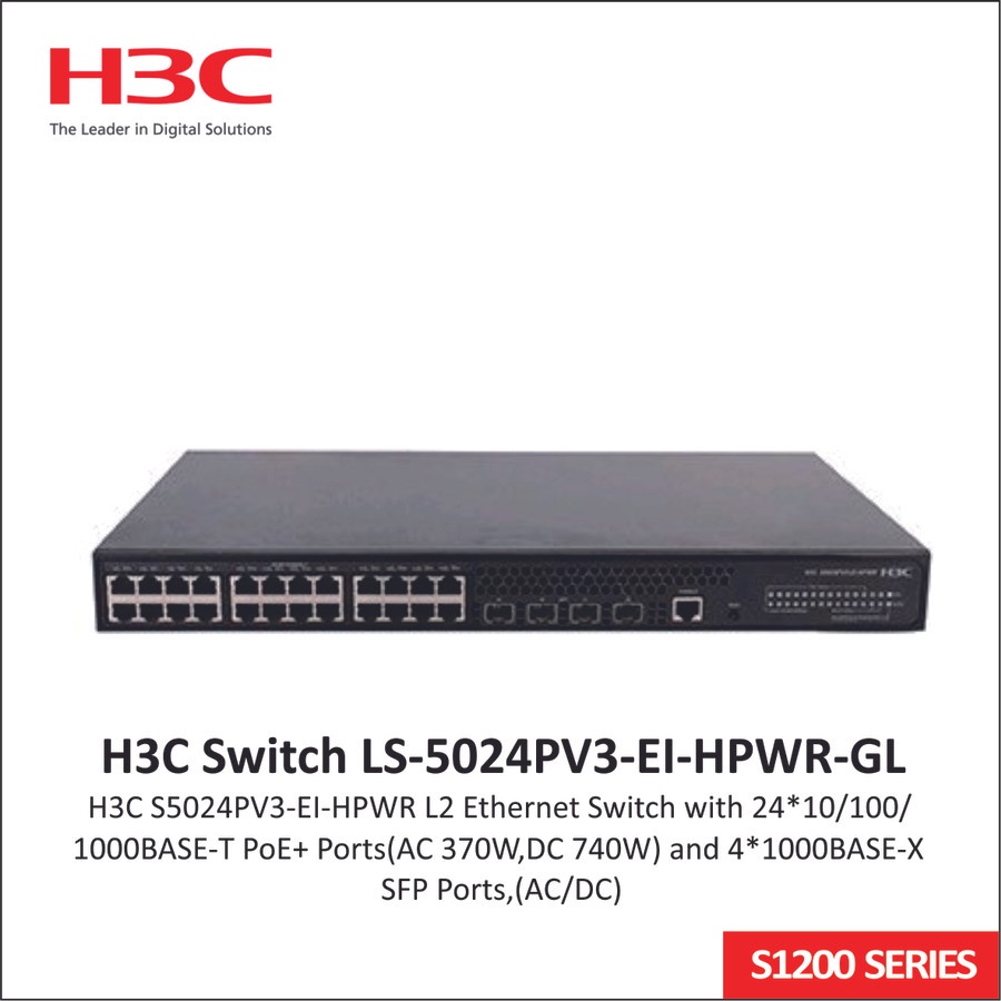 Jual H3C router LS-5024PV3 HPWR ethernet switch 24prt with 4*1000BASE-X ...