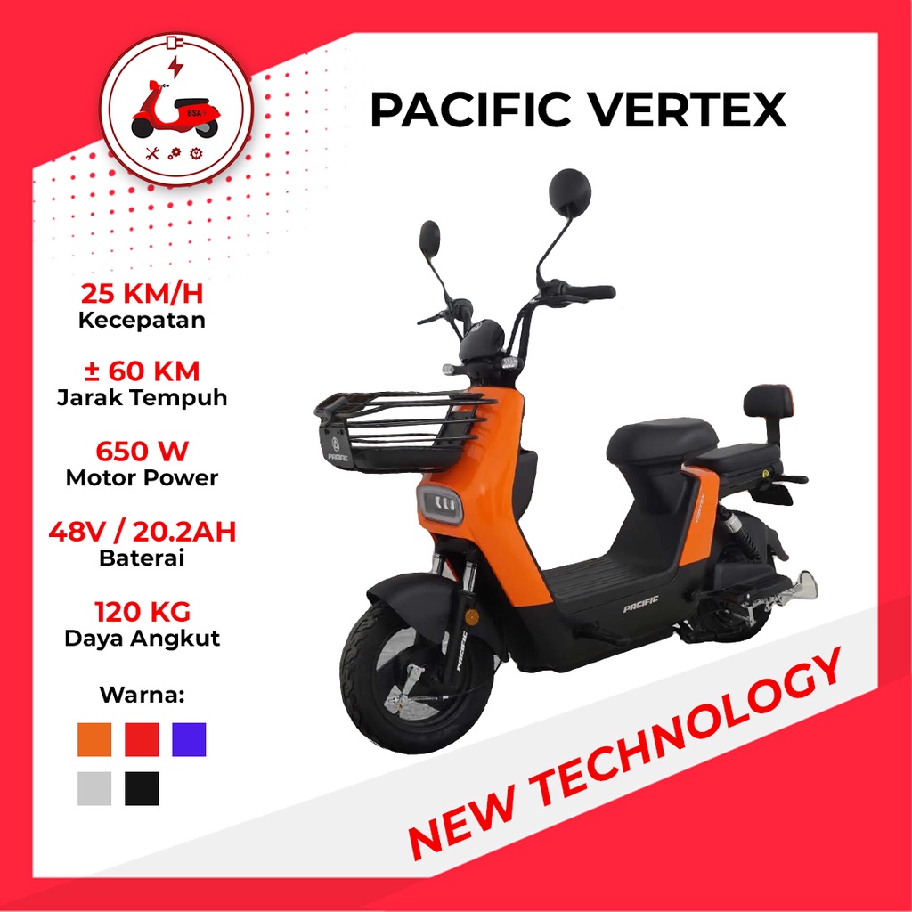 Jual SEPEDA LISTRIK E-BIKE PACIFIC VERTEX BY PACIFIC | Shopee Indonesia