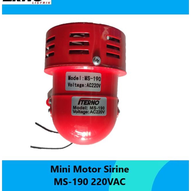 Jual Mini Motor Sirine Sirene MS-190 MS190 220VAC 12VDC 24VDC Iterno ...