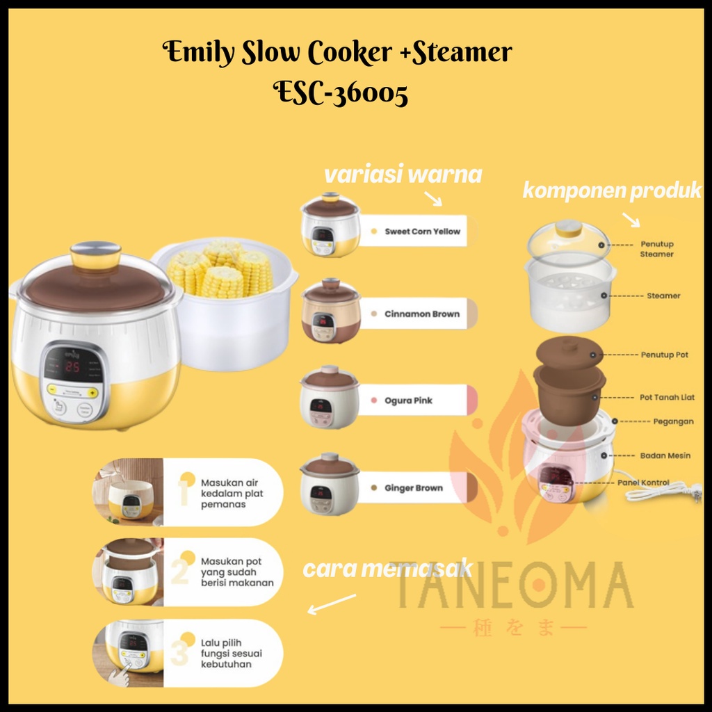 Jual Emily Slow Cooker + Steamer ESC-36005 | Shopee Indonesia