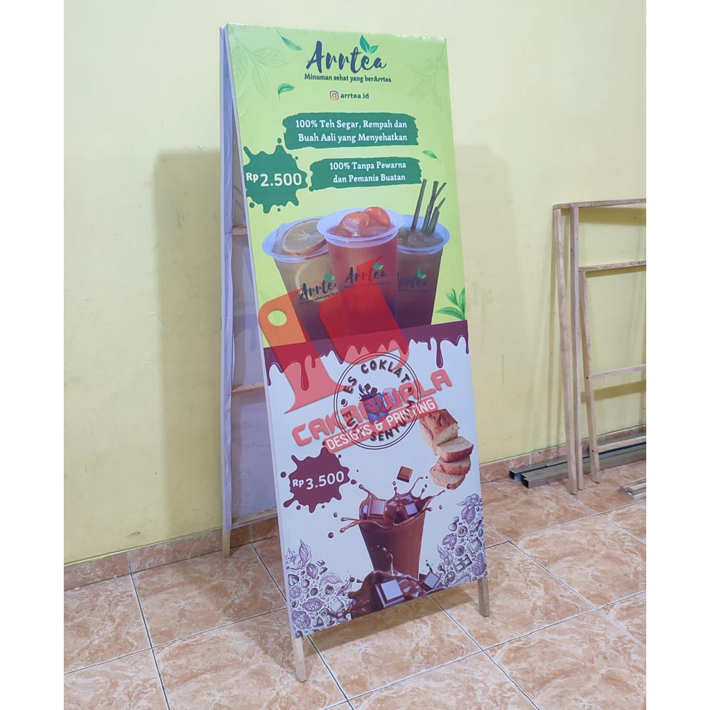 Jual STAND BANNER KAYU UKURAN 50 X 110 - SEGITIGA A BANNER RANGKA KAYU ...