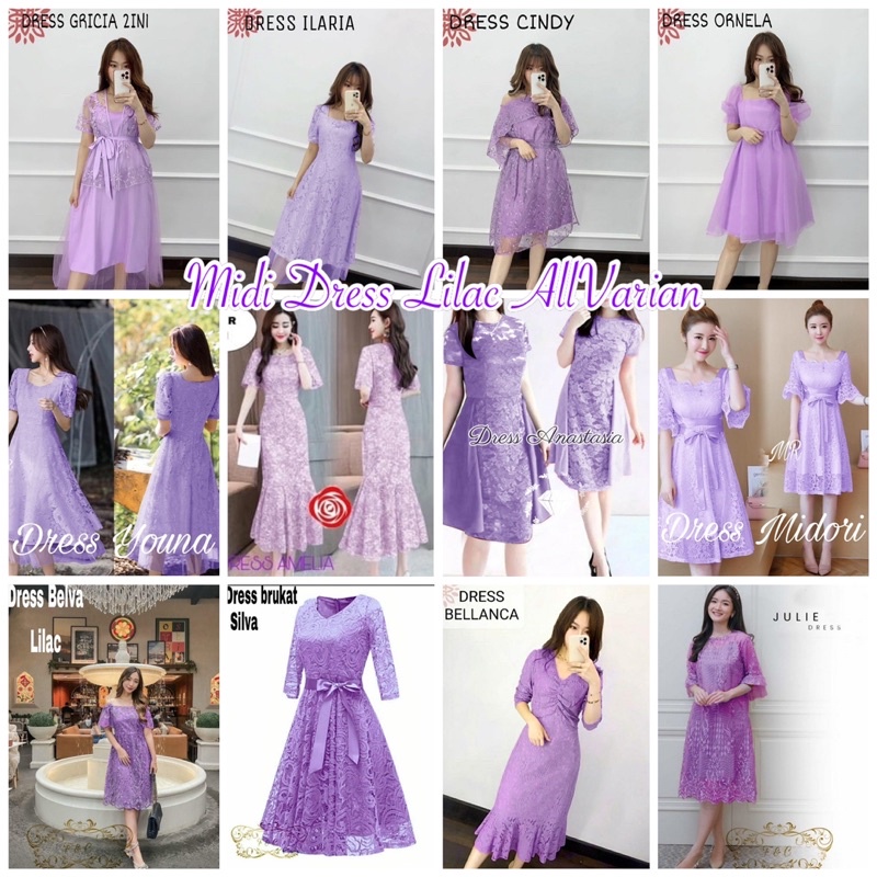 Jual MIDI DRESS LILAC VIRAL ALL VARIAN PROMO MURAH / DRESS BRUKAT ...