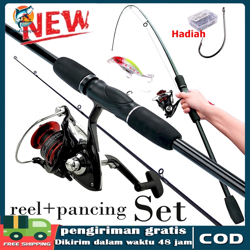 Jual Joran Pancing Set 1.8M 2.1M 2.4M Fishing Rod And BA1000-6000 Series Spinning Fishing Reel ...