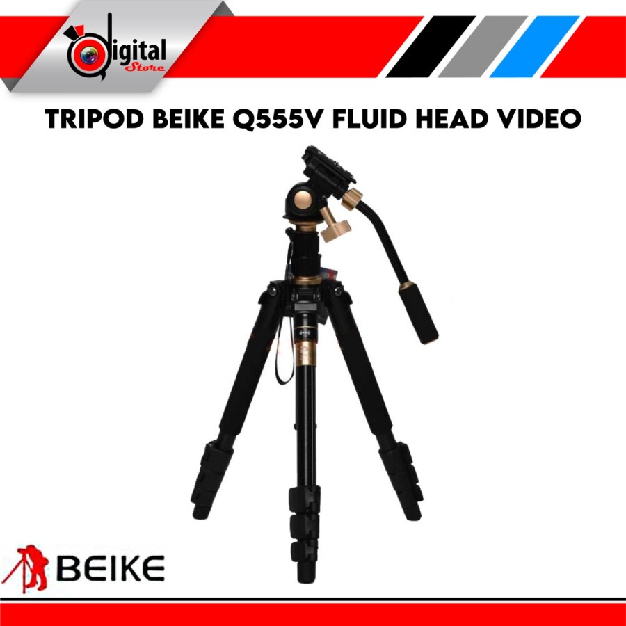 Jual Tripod Beike Q555V Fluid Head Video Tripod Beike Q555 V BK-555V ...