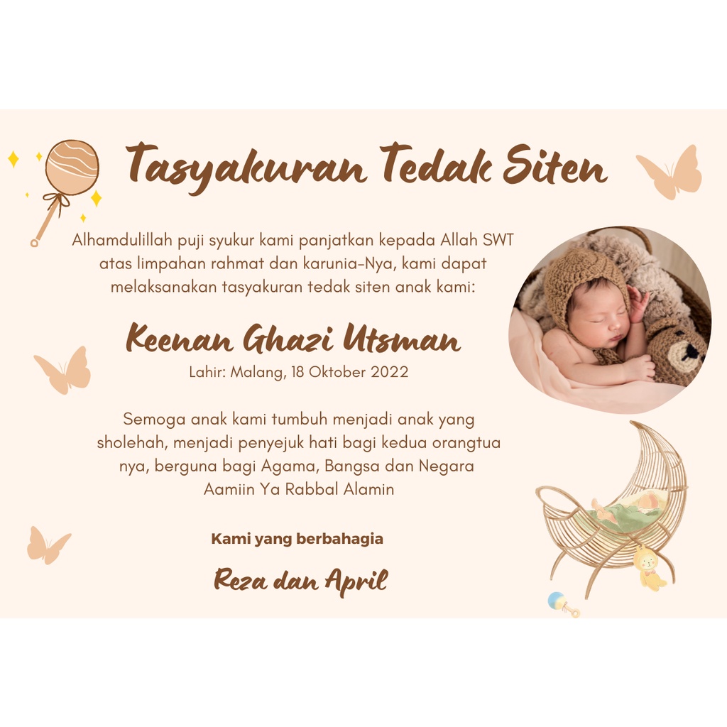 Jual Cetak Stiker/Kartu Tasyakuran Tedak Siten Bayi, Tasyakuran ...