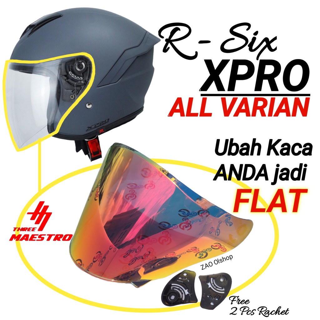 Jual Kaca Helm R-SIX XPRO Visor Helmet FLAT venom open flat datar ...