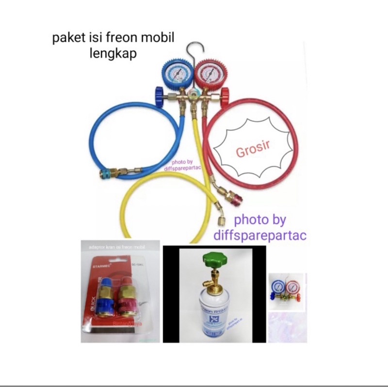 Jual Paket isi freon ac mobil lengkap siap pakai (manifold double ...