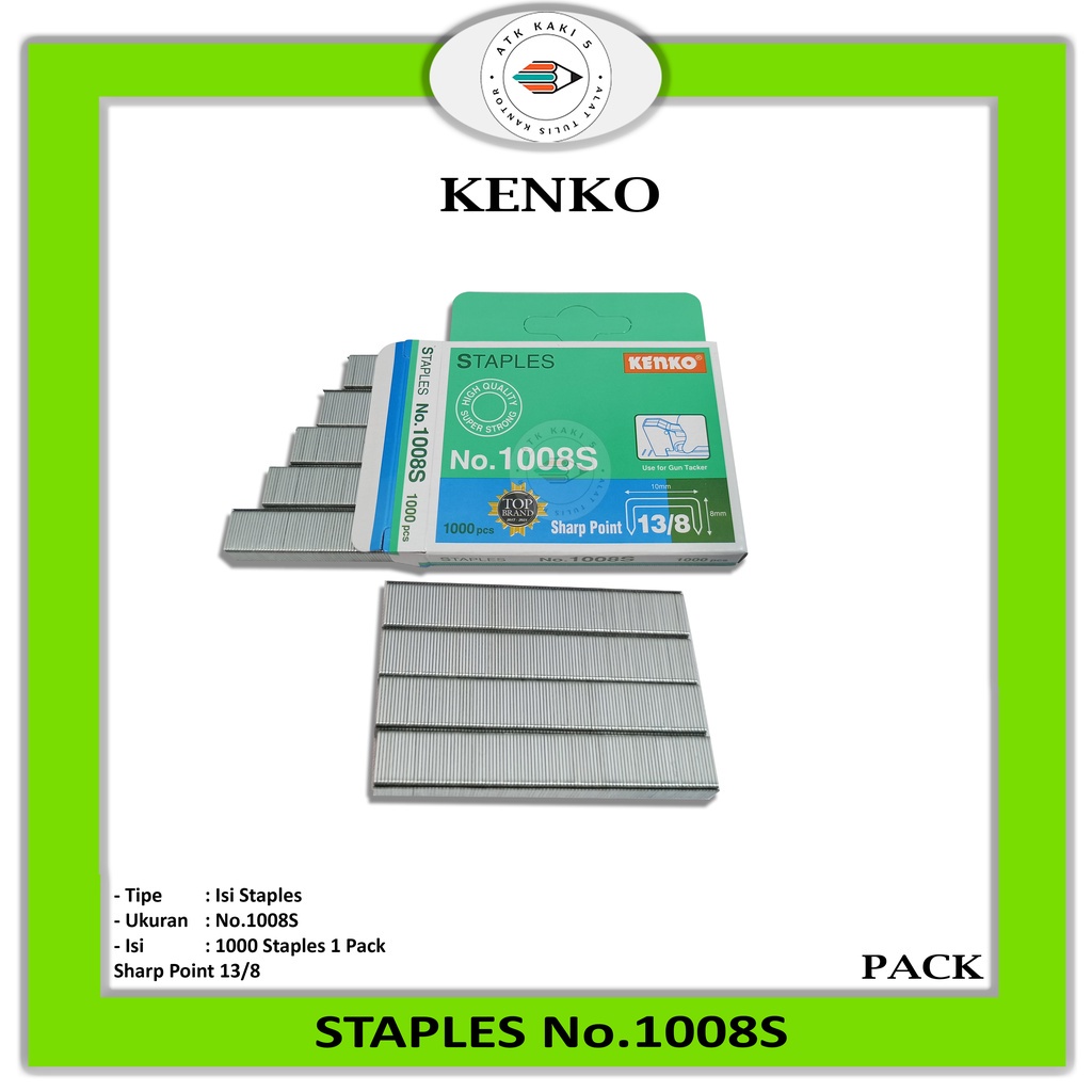 Jual KENKO - Isi Staples Gun Tacker No.1008S 13/8 - Pack | Shopee Indonesia