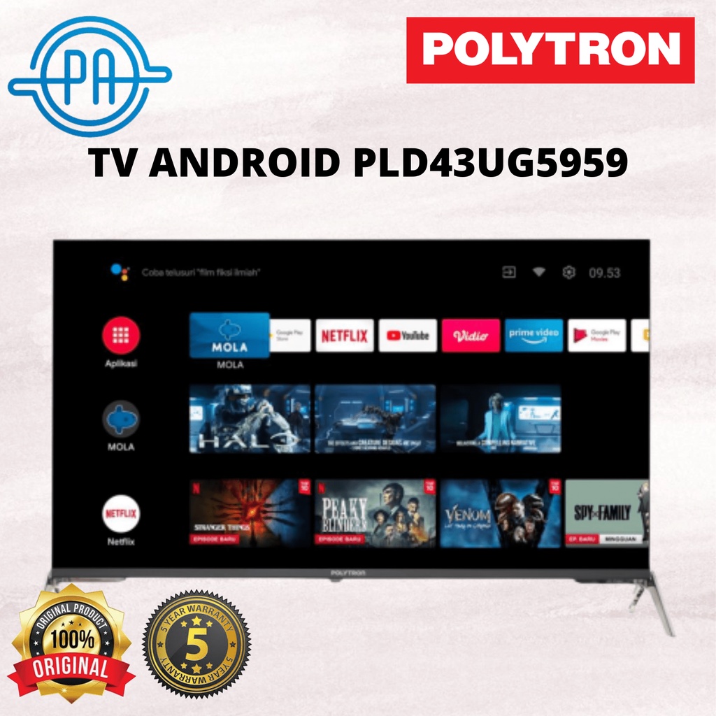 Jual POLYTRON LED 43 INCH PLD-43UG5959 PLD 43UG5959 4K UHD Smart Google TV | Shopee Indonesia