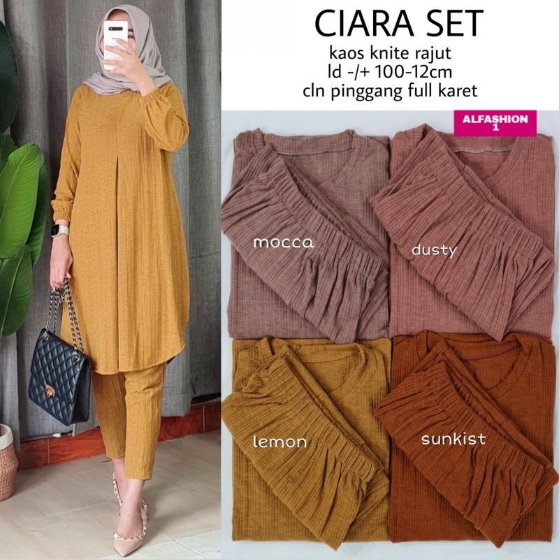 Jual AM - Ciara Set One Set Wanita Kaos Knit Rajut Setelan Wanita / 397 ...