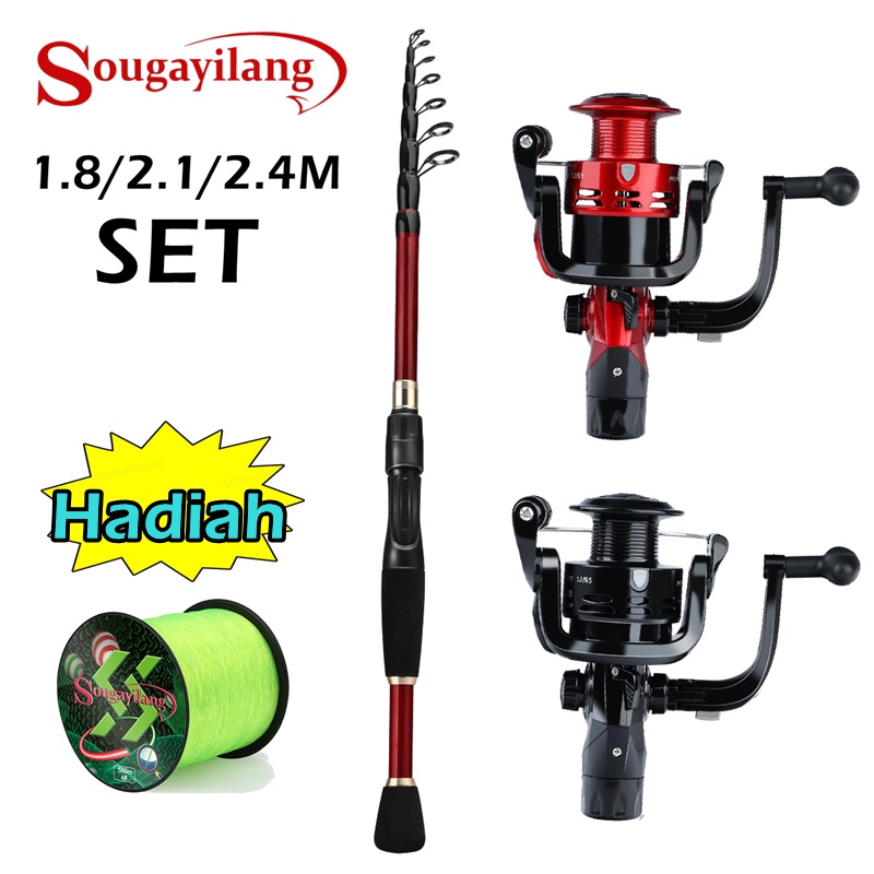 Jual Sougayilang Pancing Set 1.8m/2.1m/2.4m Carbon Pancing Teleskopik Dan Reel Pancing Ukuran ...
