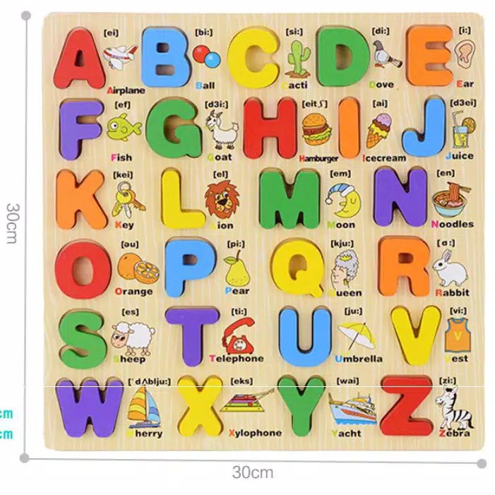 Jual Mainan Edukasi Anak Chunky Alphabet Puzzle Kayu Belajar Membaca ...