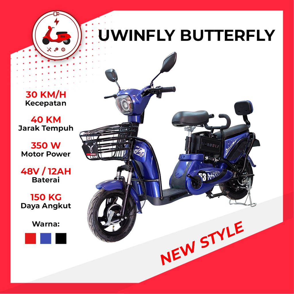 Jual SEPEDA LISTRIK E-BIKE UWINFLY BUTTERFLY BY UWINFLY | Shopee Indonesia