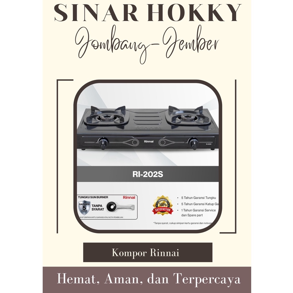 Jual Kompor Rinnai 2 Tungku Rinnai RI-202S Teflon RI 202 S / RI 202S ...