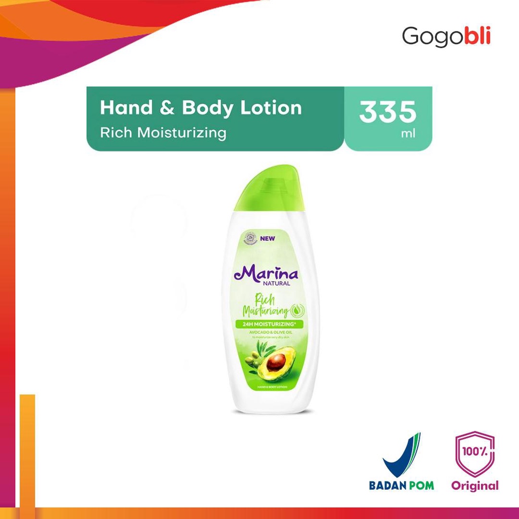 Jual Marina Hand Body Lotion Natural Rich Moisturizing 335ml | Shopee Indonesia