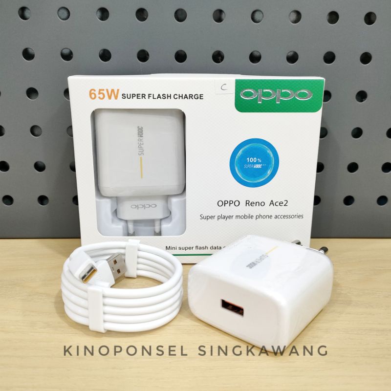 Jual Charger Oppo Reno Ace 2 ORIGINAL SUPER FLASH CHARGE 65W USB Type C Cable | Travel Charger ...