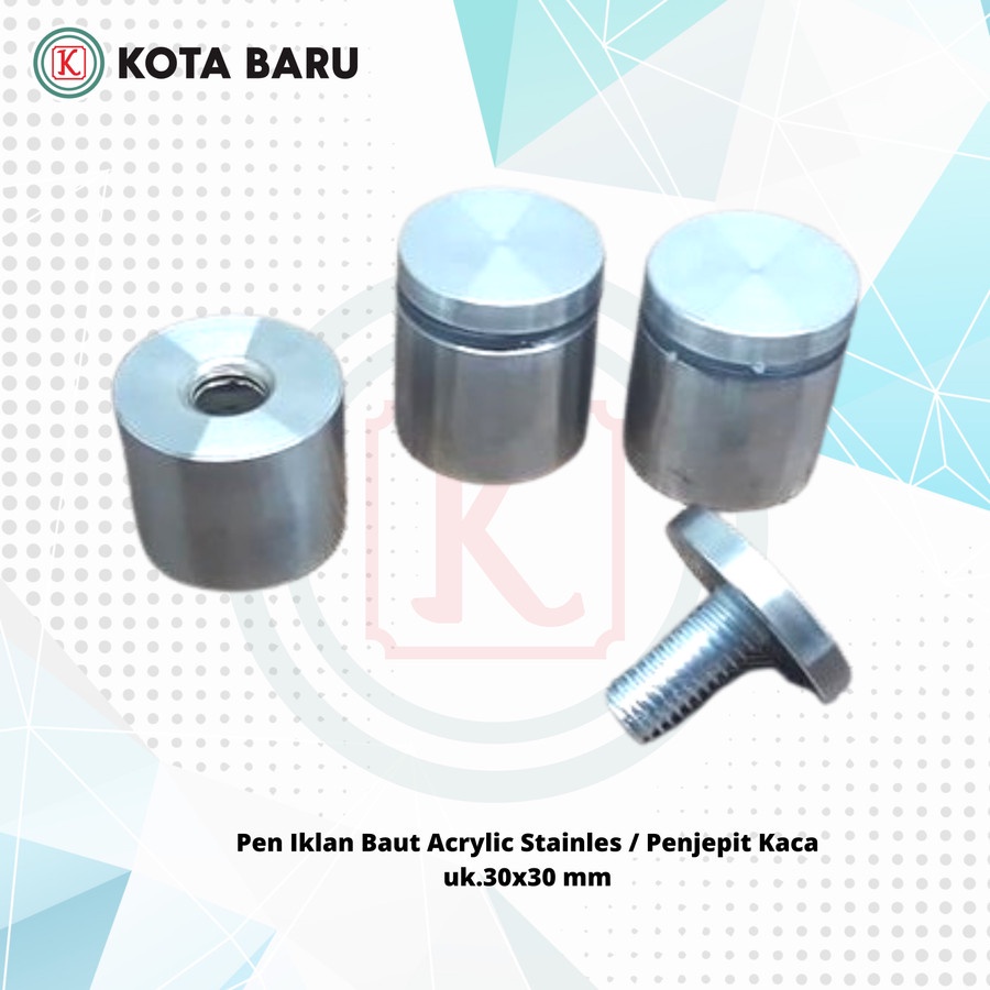 Jual Pen Iklan Baut Acrylic Stainles / Penjepit Kaca uk.30x30 mm ...