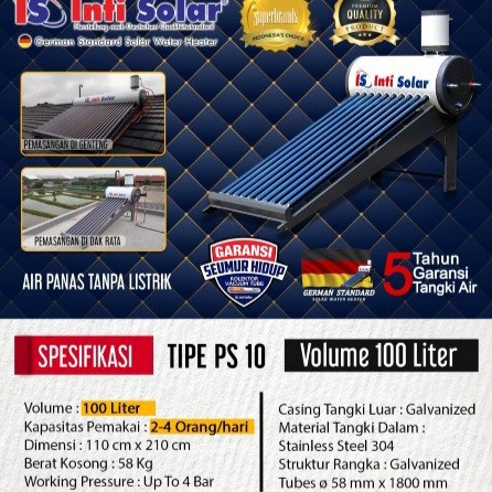 Jual .........] Pemanas Air Solar Water Heater IntiSolar Inti Solar ...
