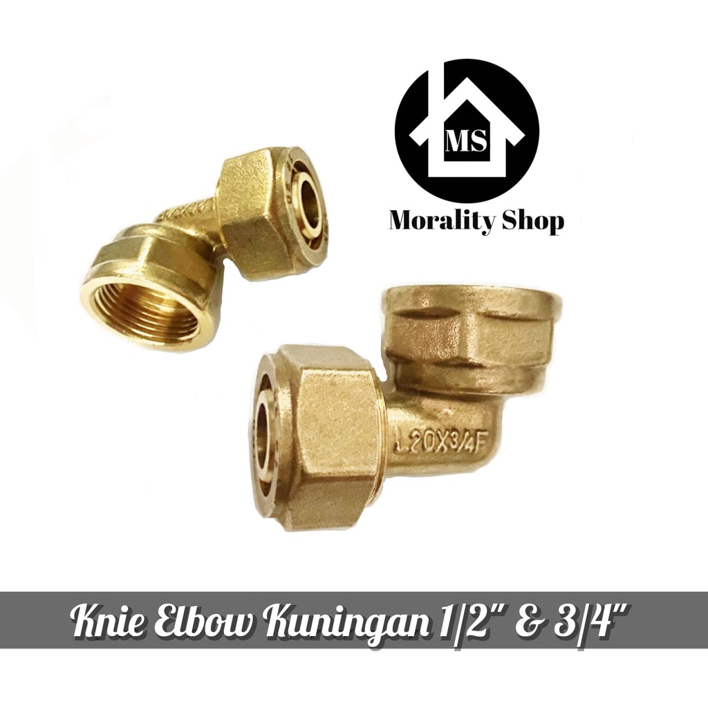 Jual spare part konektor pipa air panas female 1/2 fitting knie elbow kuningan drat dalam 3/4 ...