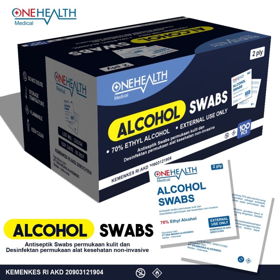 Jual Alcohol Swab Onehealth 2 Ply isi 100 Alkohol Swab Tisu Swab Kapas ...