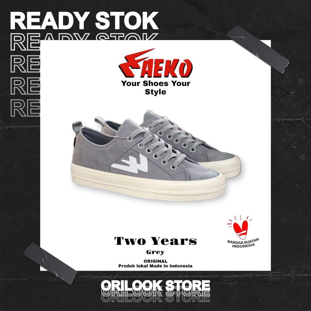 Jual Sepatu sneakers Pria/Wanita AEKOSHOES Two Years Grey Original Made ...