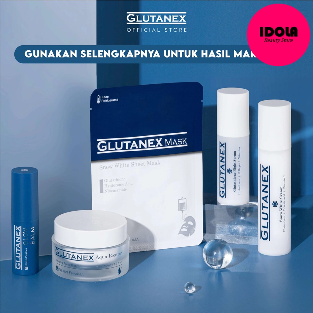 Jual GLUTANEX SNOW WHITE CREAM NIGHT SERUM MOISTURIZER SHEET MASK GLOW ...