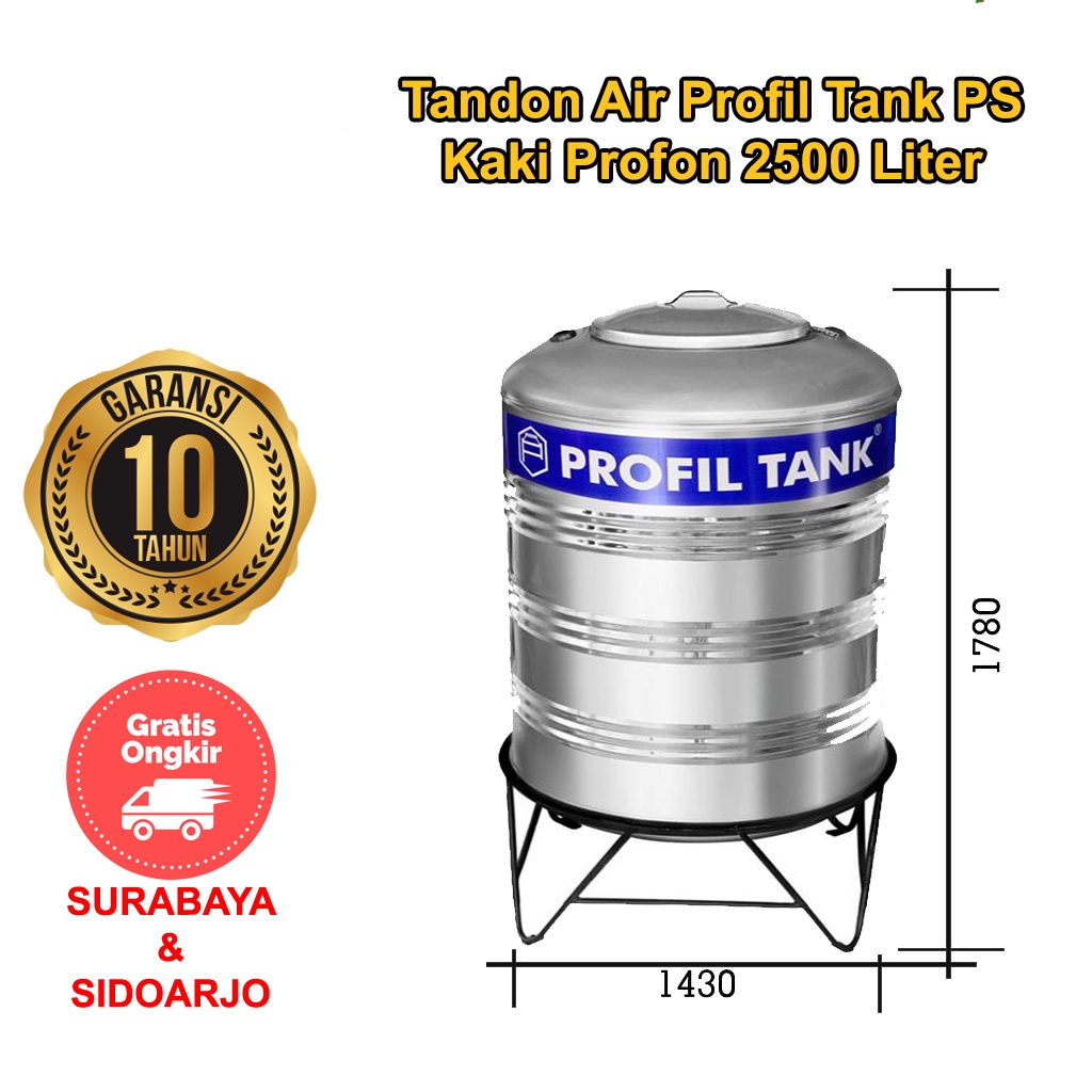 Jual Tandon Air Profil Tank Stainless 2500 Liter Dengan Kaki | Shopee ...