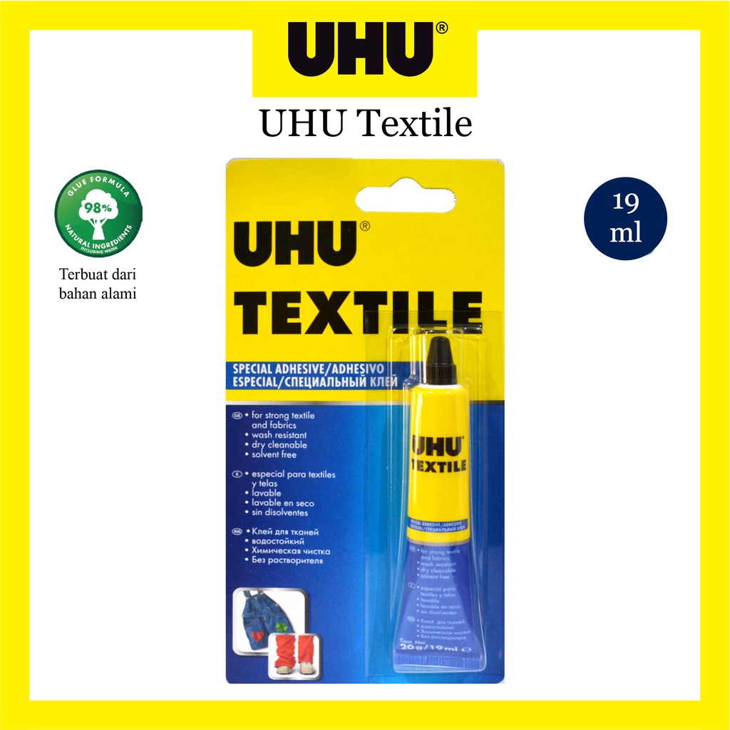 Jual Lem UHU Textile 19ML / Bisa Untuk Baju Celana dan Kain Yang Kuat ...