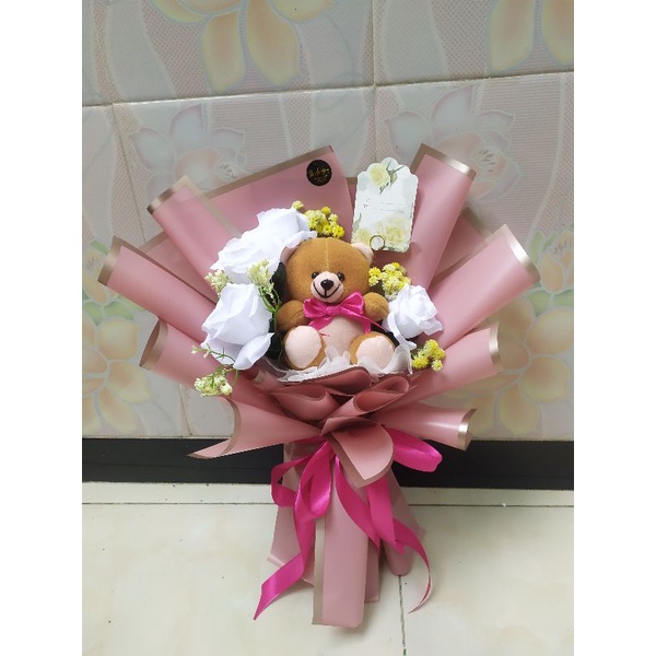 Jual Bucket Teddy Bear Bucket Bunga Artificial Hadiah Ultah Buket ...