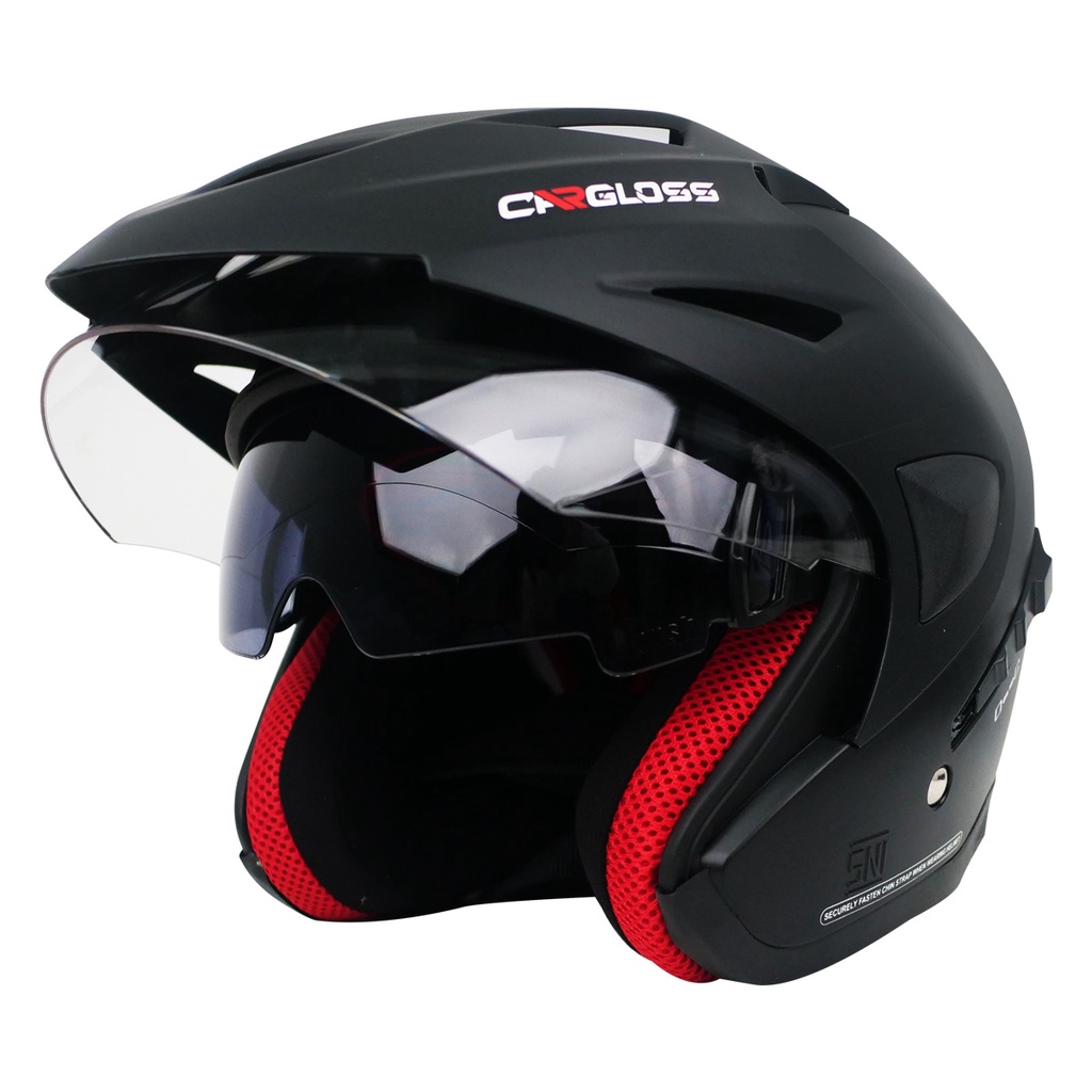 Jual Helm Cargloss CDV CR Helm Half Face Double Visor - Black Doff ...