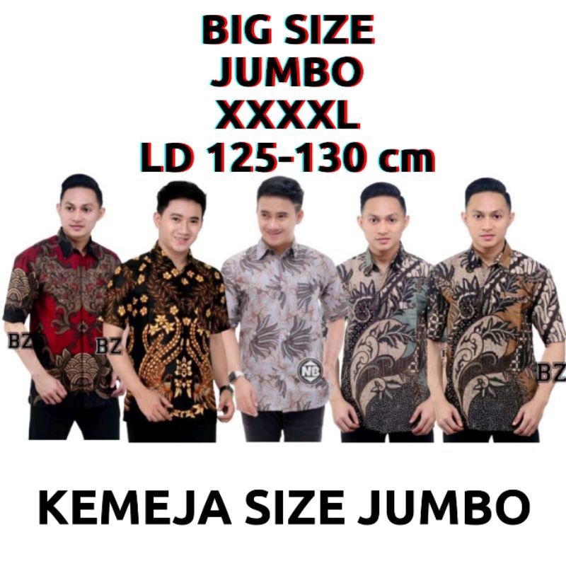Jual KEMEJA BATIK JUMBO lengan pendek BIG SIZE || KEMEJA BATIK PRIA ld 125 dan 130 | Shopee ...