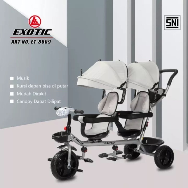 Jual SEPEDA RODA TIGA STROLLER EXOTIC MUSIK KURSI KEMBAR BISA DIPUTAR ...