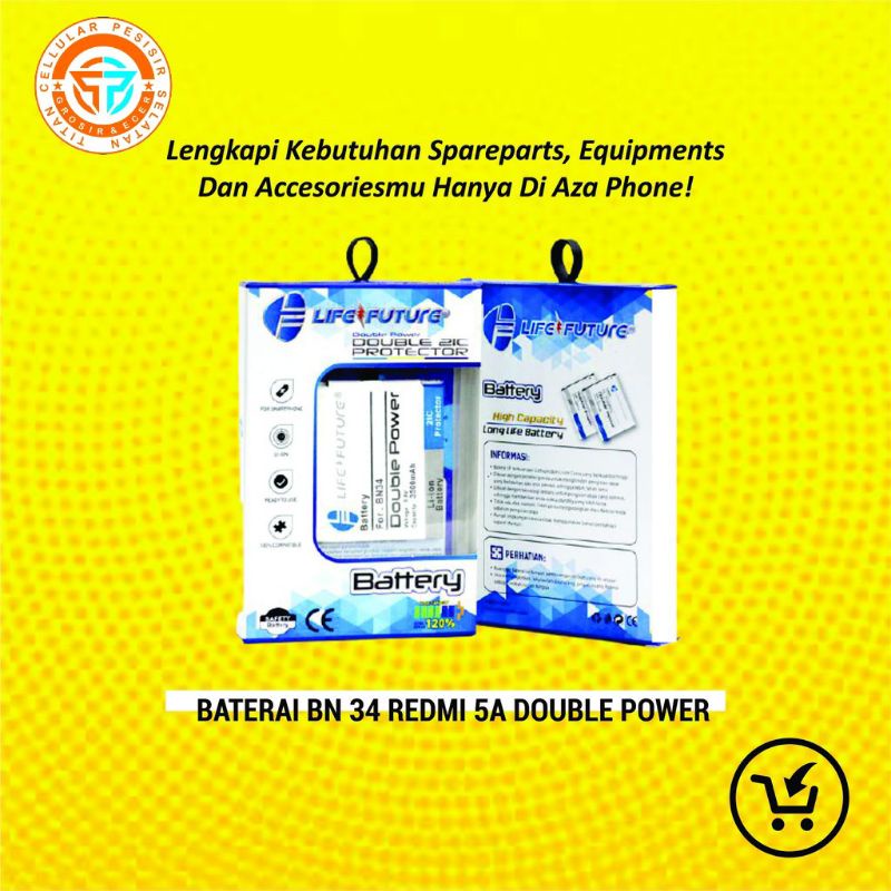 Jual BATTERY / BATERAI DOUBLE POWER LIFE FUTURE XIAOMI REDMI 5A BN34 ...