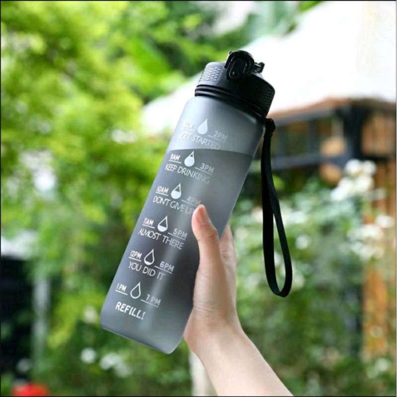 Jual Botol Air Minum Motivasi Penanda Waktu Tutup Flip - Tumbler Tritan BPA Free | Shopee Indonesia