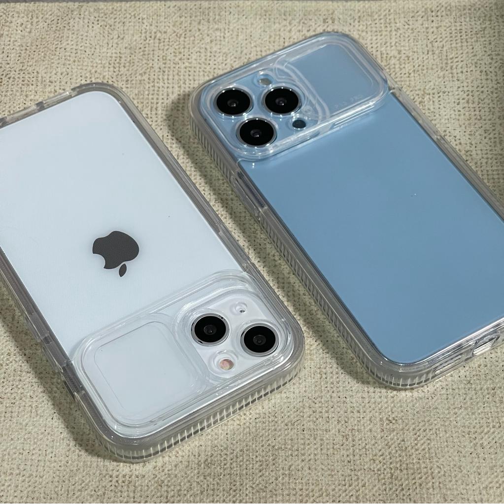 Jual Double Layers Slide Camera Clear Case 14 / 14 Plus / 14 Pro / 14 ...