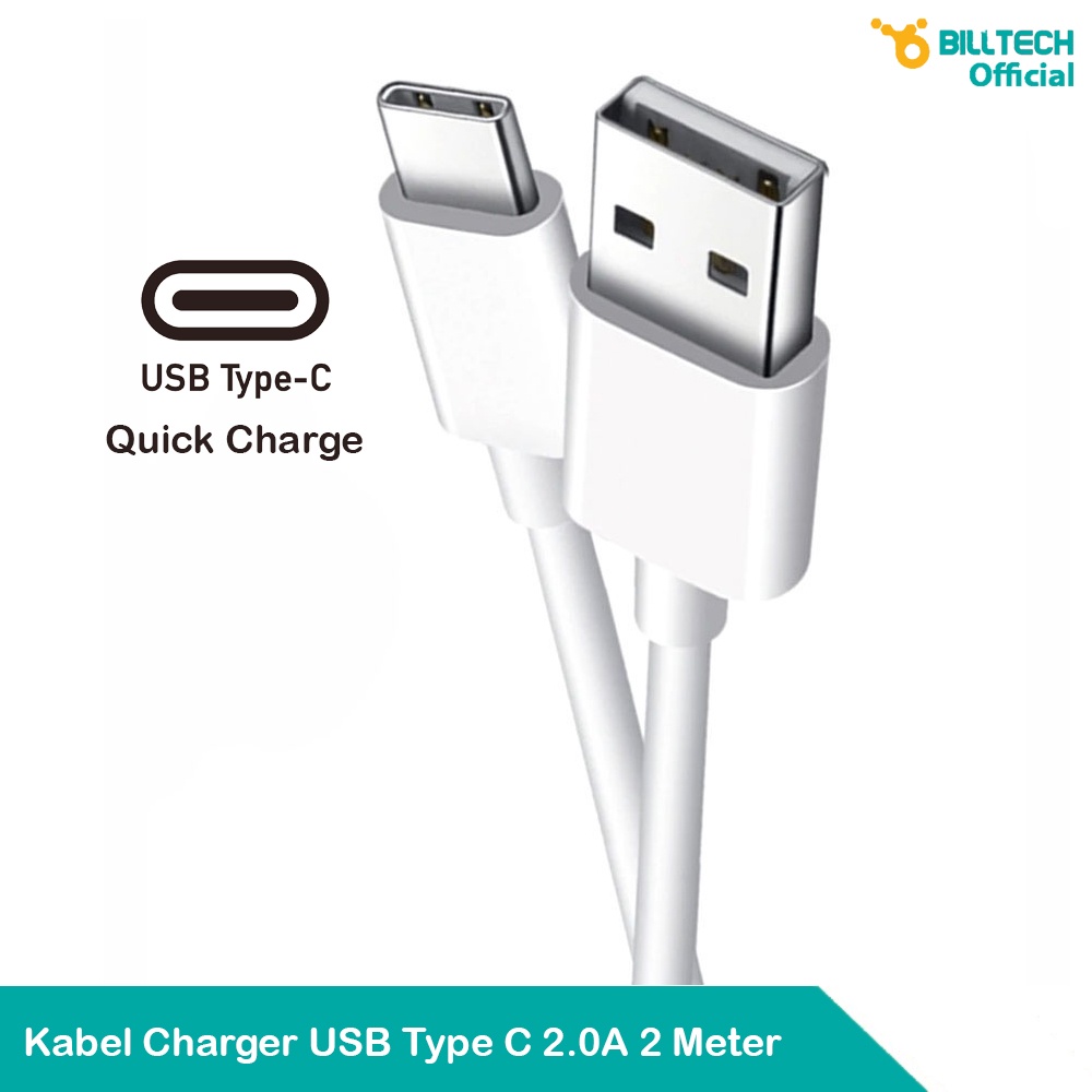 Jual Kabel Charger USB Type C Quick Charge 2.0A 2 Meter | Shopee Indonesia