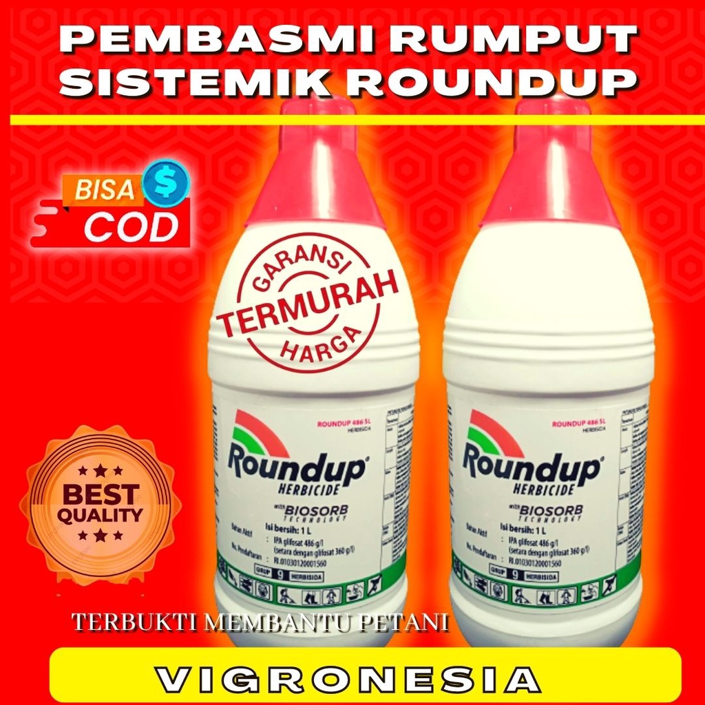 Jual PEMBASMI RUMPUT HERBISIDA SAMPAI KE AKARNYA ROUNDUP 1 LITER ...